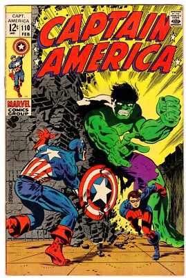 CAPTAIN AMERICA 110 1st MADAME HYDRA! Jim Steranko HULK vs CAP Story VF ...