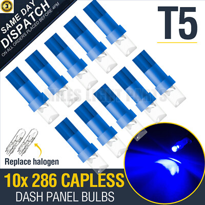 10 x 286 DASHBOARD SMALL CAPLESS WEDGE 12V 1.2W DASH PANEL LIGHT BULBS ...
