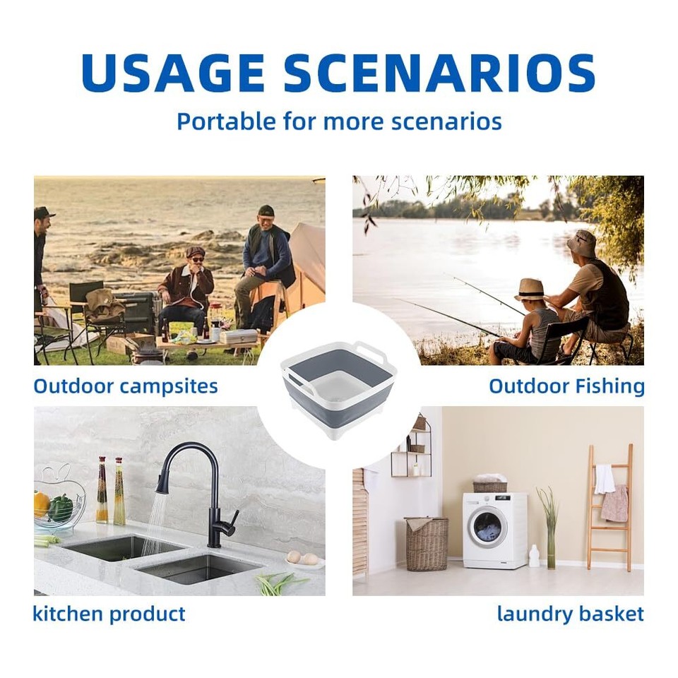 Collapsible Wash Basin Dish Drying Rackcamping Portable Sinkdish Basin ...