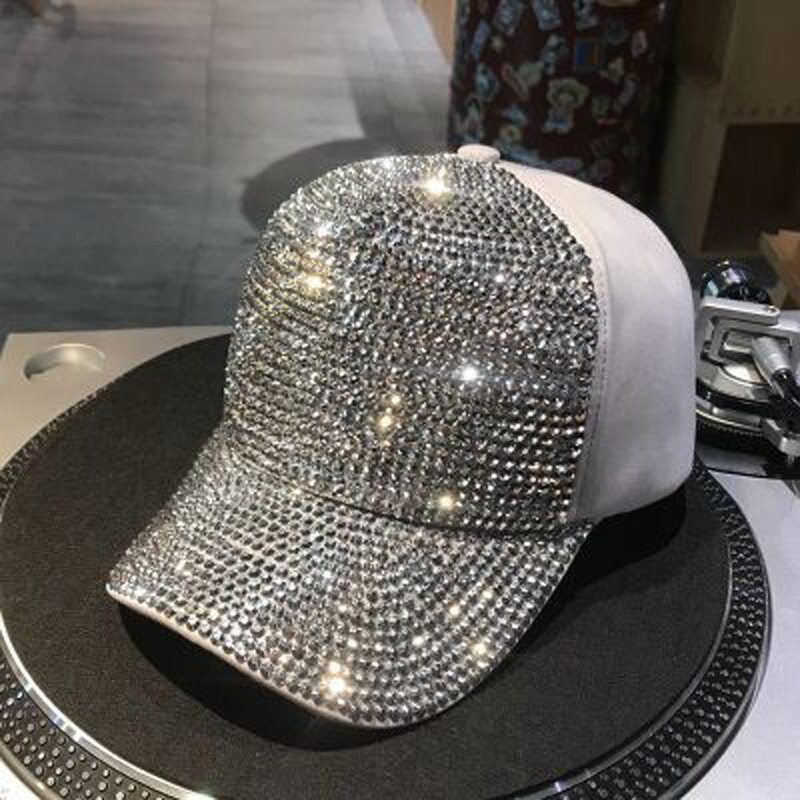 Rhinestone Sequins Baseball Cap Casual Glitter Bling Hat Women SnapBack ...