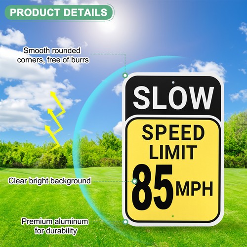 2-Pack Speed Limit 85 MPH Sign 12" x 8" Aluminum Weather Resistant ...