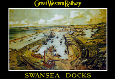 Art Ad Great Western Railway Swansea Docks Train Rail Travel Poster ...