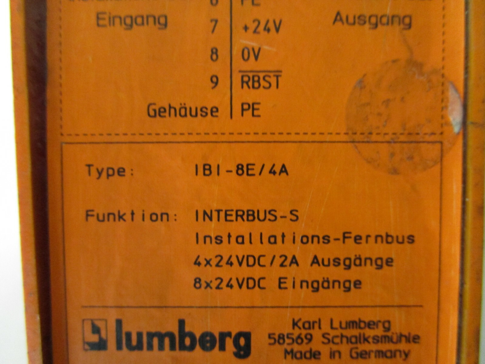 LUMBERG AUTOMATION IBI-8E/4A INTERBUS-S REMOTE MODULE - USED - FREE ...