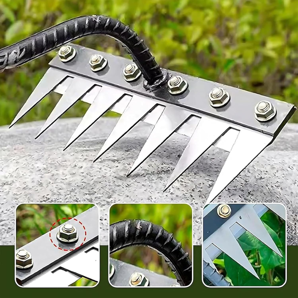 Gardening Hoe Weeding 7 Teeth Rake Steel Farm Tool Grasping Raking Soil ...