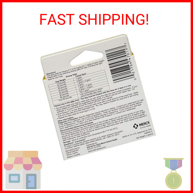 Panacur C Canine Dewormer (Fenbendazole), 1 Gram, Yellow, 3 Count (Pack ...