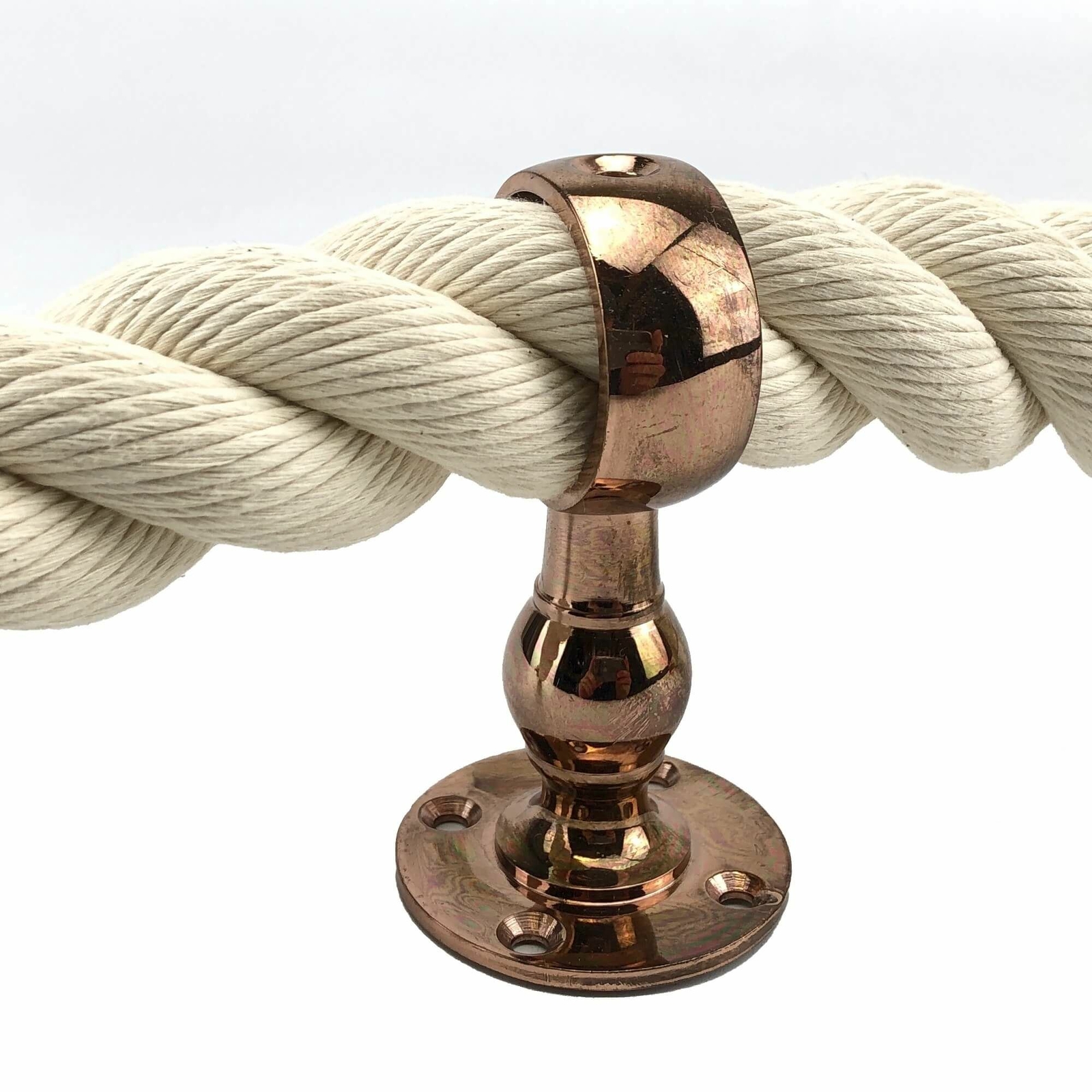 32mm White Synthetic Bannister Handrail Rope x 12FT C/W 4 Copper ...