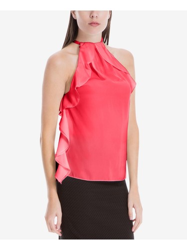 MAX STUDIO Womens Red Ruffled Sleeveless Halter Top Size: XS ...