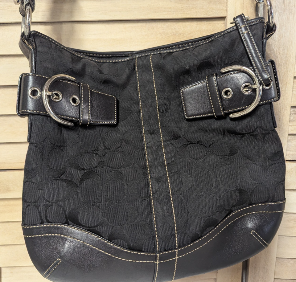 Coach 3574 Black Jacquard Monogram Duffle Shoulder Bag | Crossbody ...
