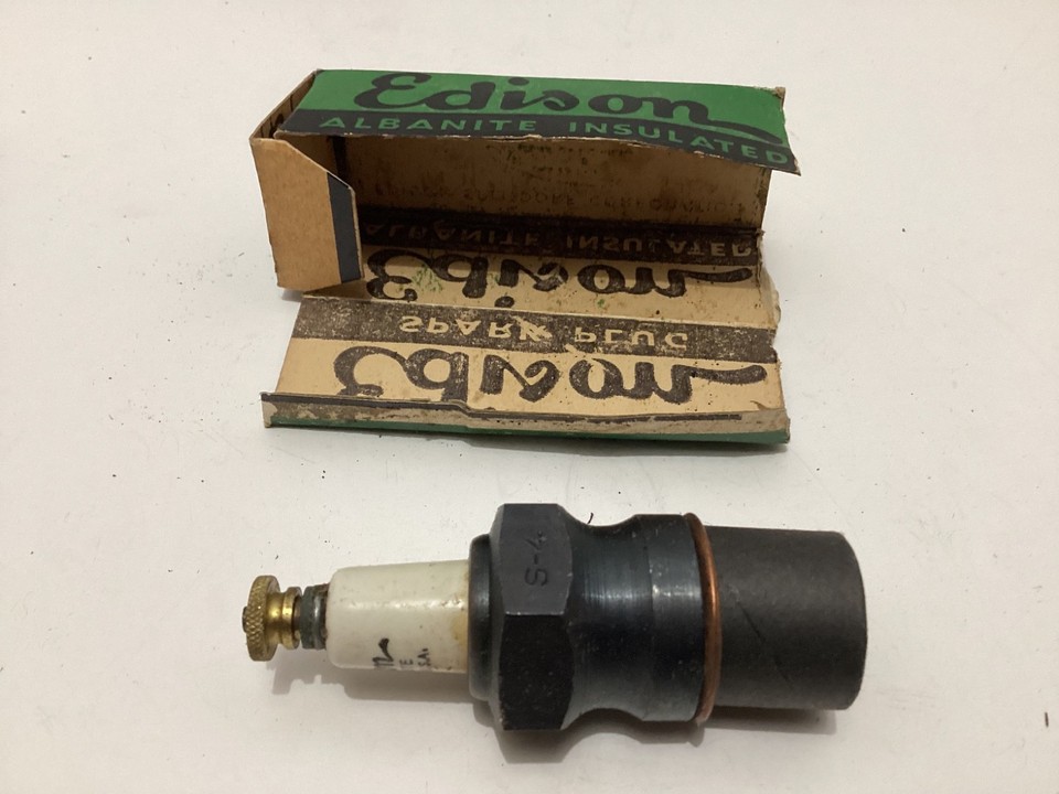 Antique Edison Albanite Insulated S-4 Spark Plug with Box - NOS | eBay