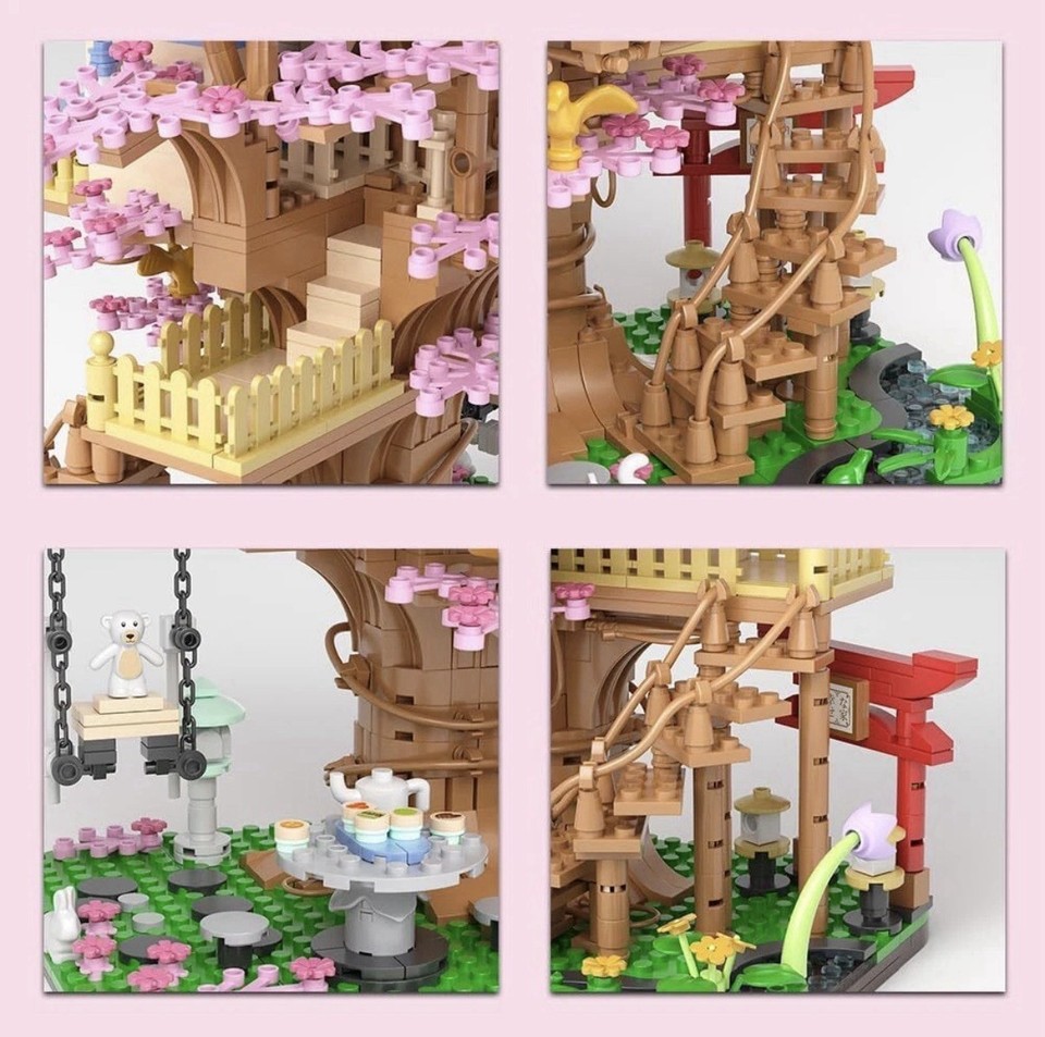 Mini Sakura Tree House Cherry Blossom Micro Building Blocks Kit ...