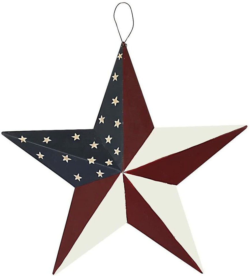 Patriotic Metal Barn Star Hanging Wall Decor Distressed Country Barn ...