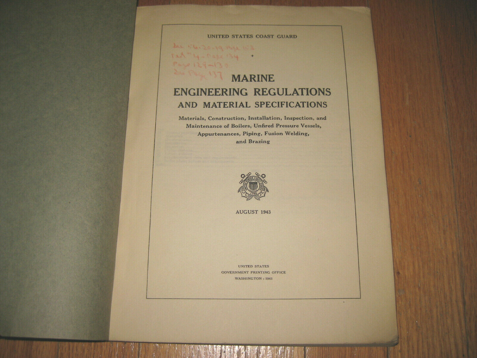 United States Coast Guard (USCG) Marine Engineering Regulations books ...
