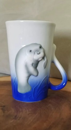 Susan Crane Sculpted Manatee Coffee Mug 3D Manatee Art Tall Latte Tea ...