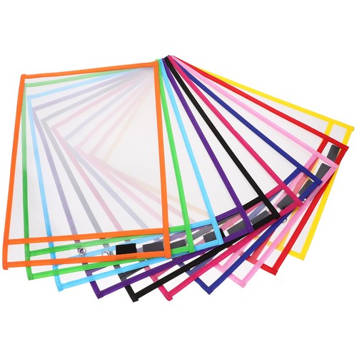 30 Pcs Dry Erase Pocket Sleeve Folder Office Resuable Pockets Sleeves ...