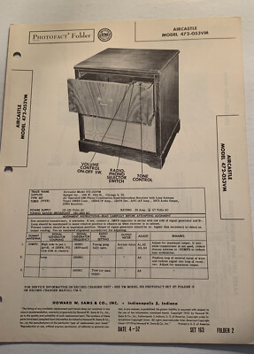 Aircastle Model 472-053VM April 1952 Photofact Folder A34 | eBay