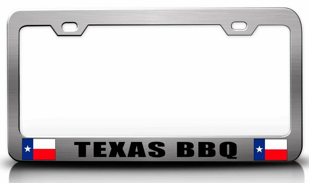 TEXAS BBQ Texas Flag Steel License Plate Frame | eBay