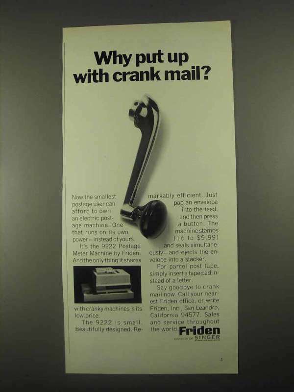 1967 Friden 9222 Postage Meter Machine Ad - Crank Mail | eBay