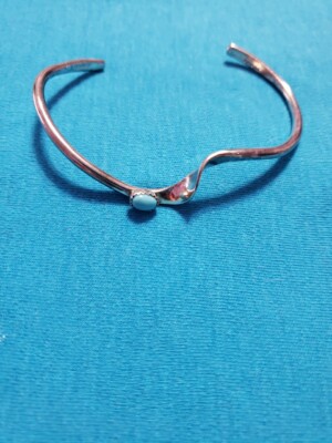 Sterling Silver 925 Wavy Thin Heavy Bangle With TurquoiseStone Cuff | eBay