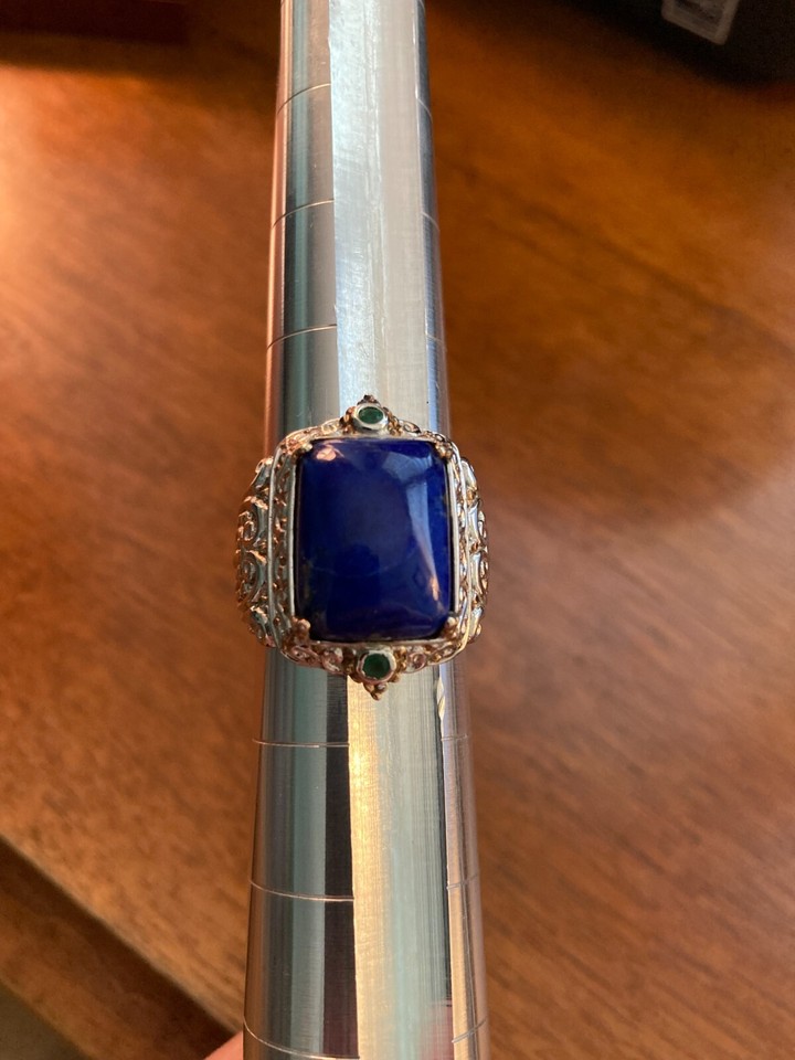 MICHAEL VALITUTTI NH 925 Sterling Silver/Gold Plated Lapis Emerald Ring ...