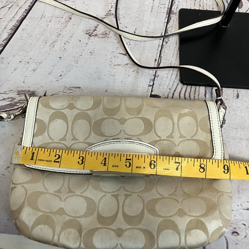 Coach Handbag Cloth material with embossed leather tag logo leather ...