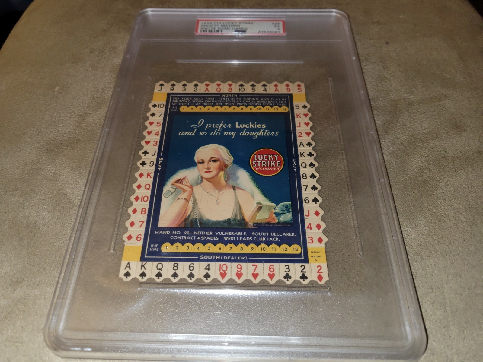 1929 T12 Lucky Strike Bridge Game Hands #29 society matron Psa 5 Ex ...