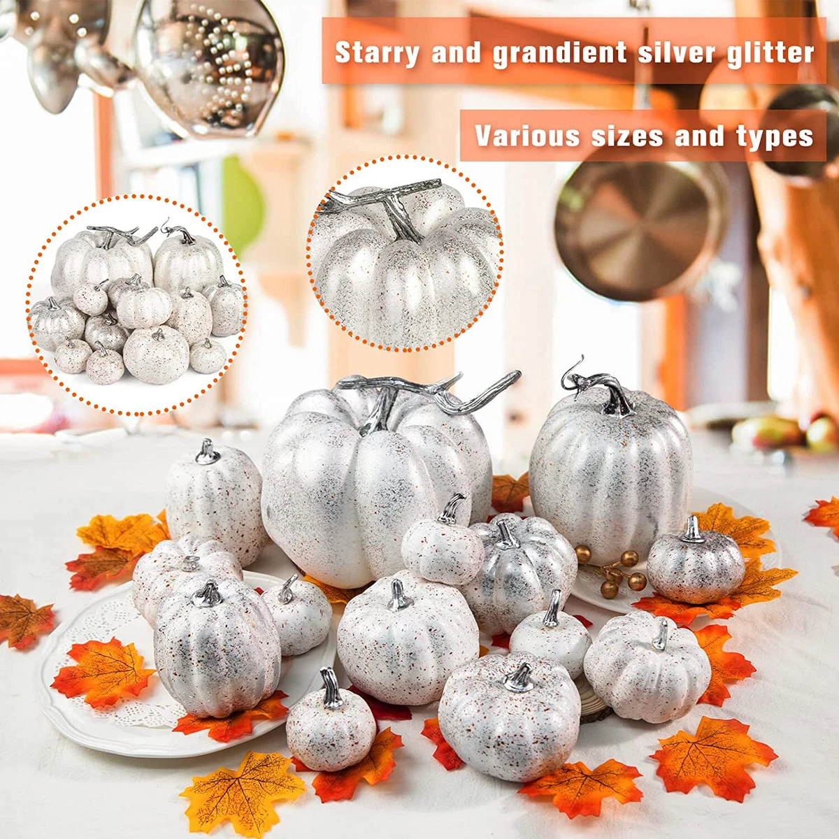White Glitter Pumpkins