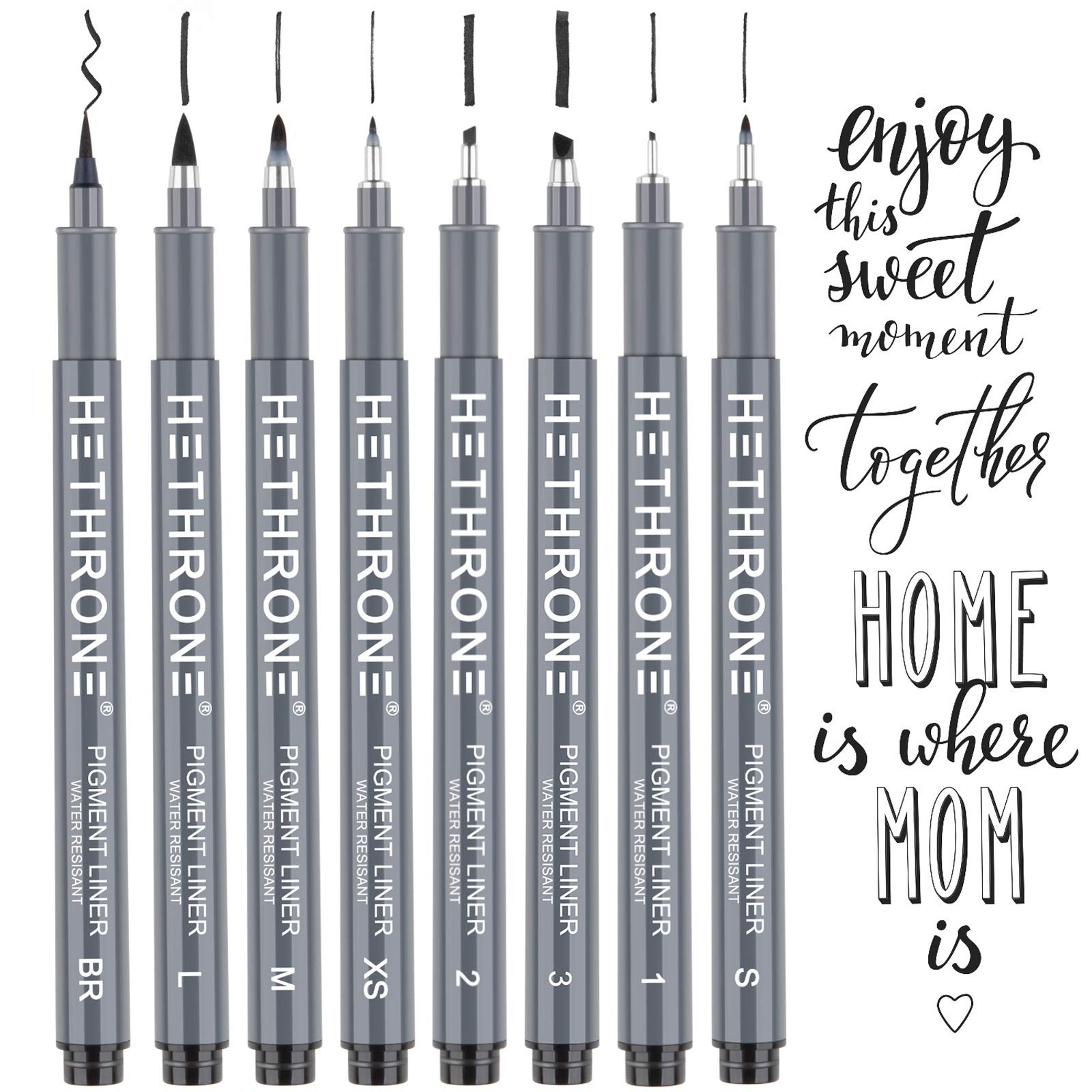 Hethrone Calligraphy Pens, Hand Lettering 8 count (Pack of 1), black ...