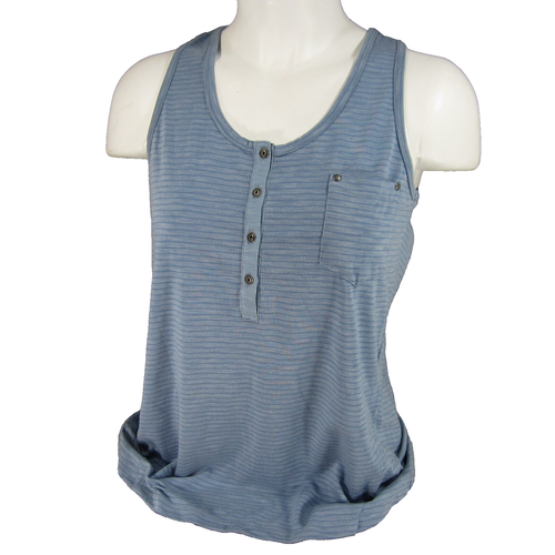 Kuhl Trista Tank Top Womens XS Blue Striped Half Button Cross Over Back ...