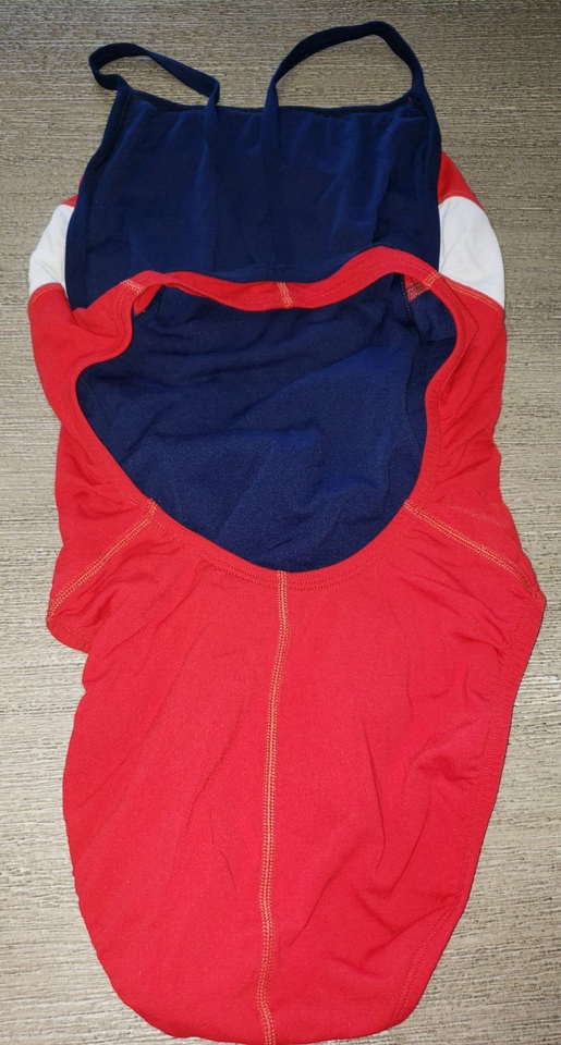 womens SPEEDO size 30 red white blue 1 pc SWIM SWIMMING SUIT POOL BEACH ...