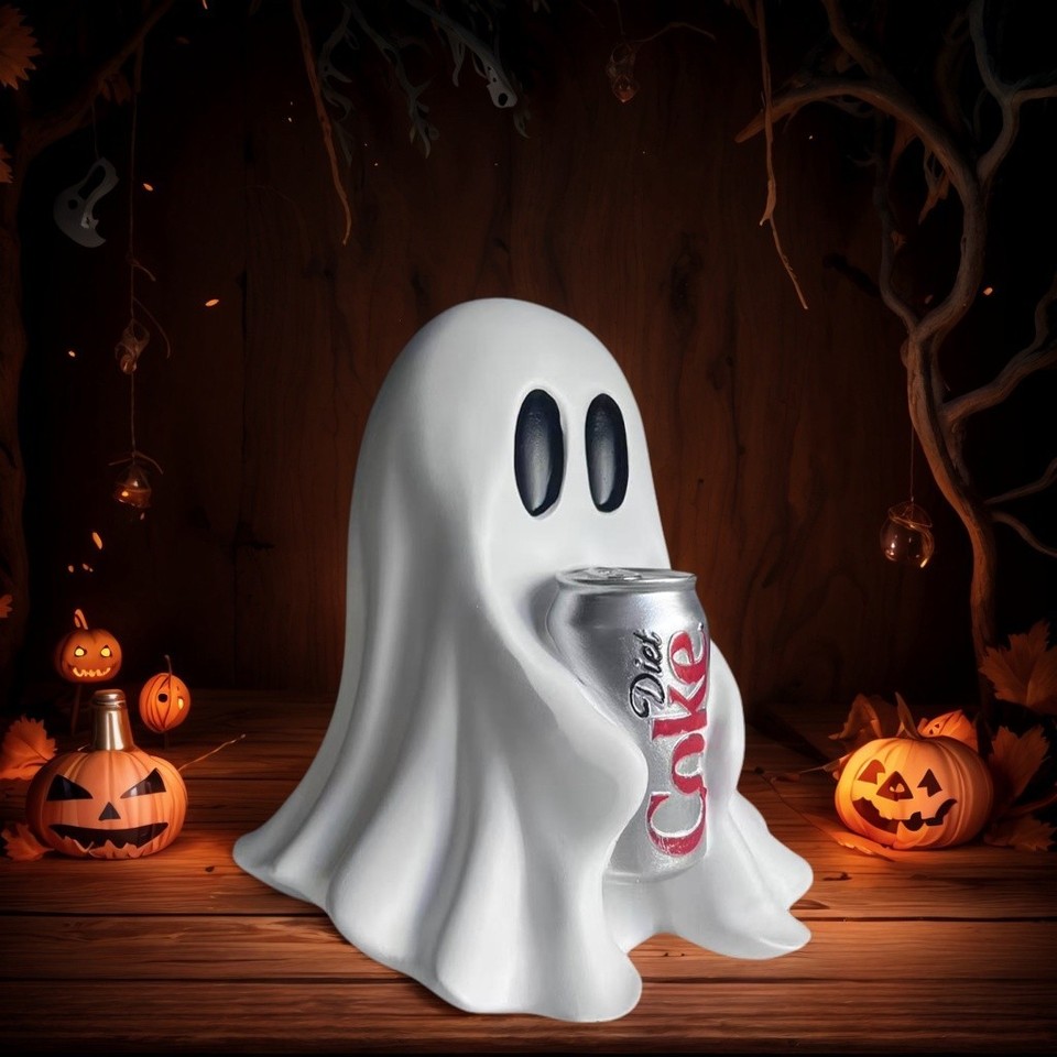 New COCA-COLA Ghost Figurine Holding Diet Coke Can Halloween No drinks ...