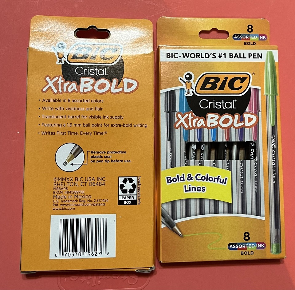 BIC Cristal Xtra Bold Ballpoint Pen, Bold Point Assorted Color 8 ct - 2 ...