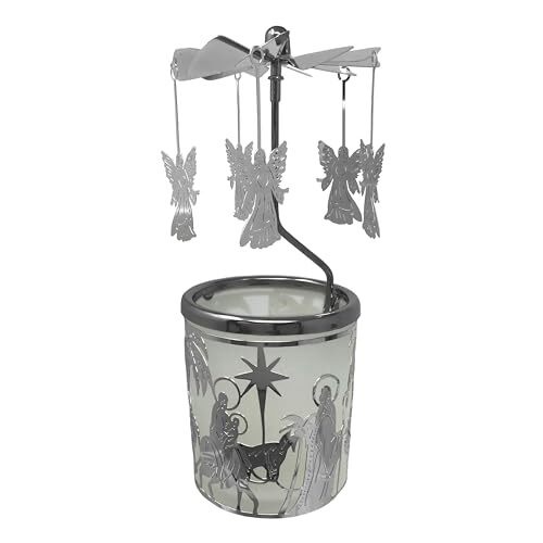 Spinning Angels Christmas Candle Holder With Holy Family Scene ...