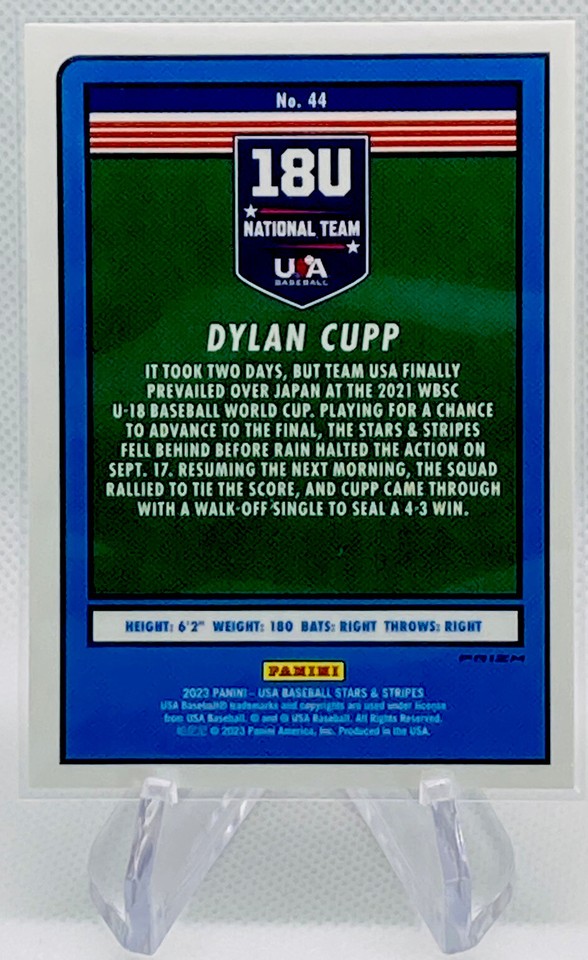 2023 USA Stars & Stripes Dylan Cupp Stars Prizm #44 - USA 18U National ...