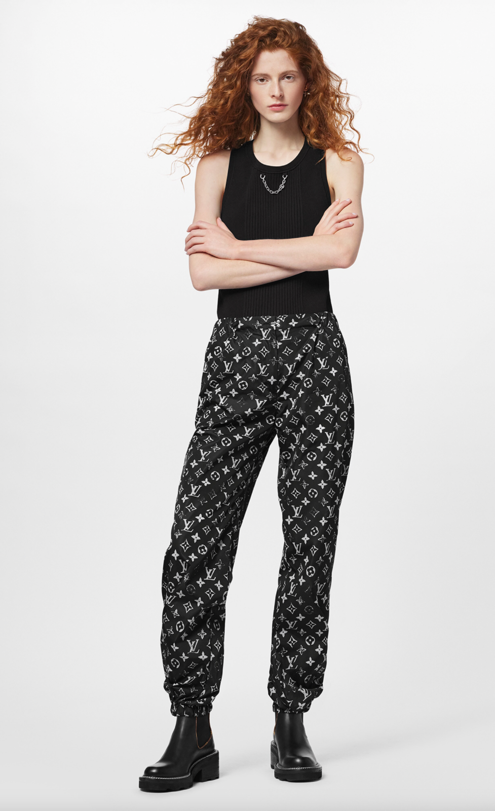 Louis Vuitton Stencil Effect Black White Monogram Logo Jogging Jogger ...