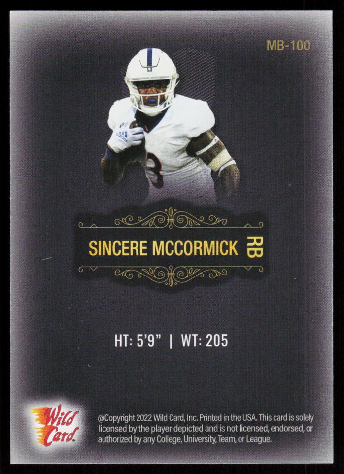 2022 Wild Card Matte Sincere McCormick #MB-100 Football UTSA ...