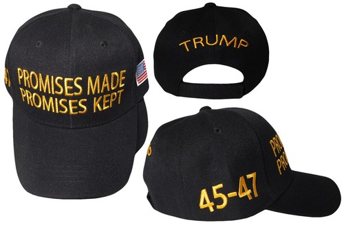 Trump Promises Made Promises Kept 45-47 Black Adjustable Embroidered ...