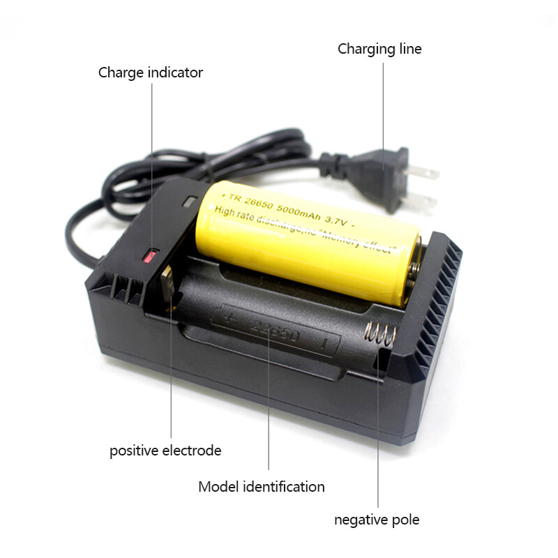 26650 Charger Li-ion Battery 18650 Dual Slot Battery Charger With Cable ...