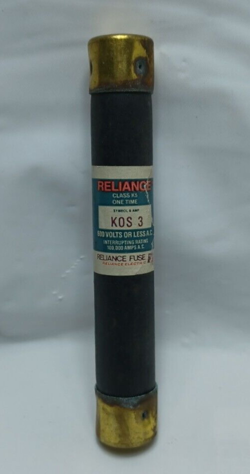 Reliance KOS 3 600V or Less One Time Fuse Class K5, Brand New Old Stock ...