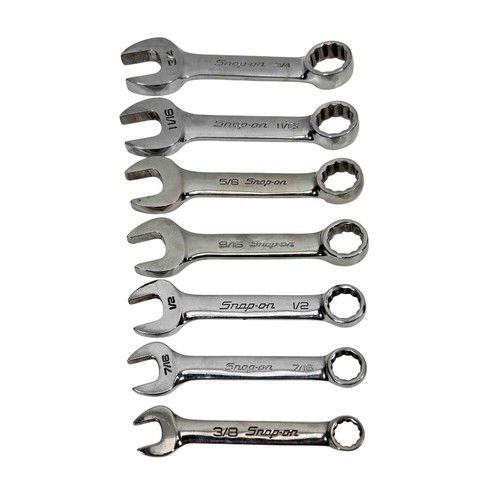 Snap On Tools 7-Piece SAE 12-Point Stubby Combination Wrench Set (3/8 ...