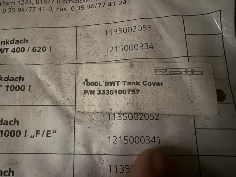 Roth Industries Fuel Oil Storage Tank Cover OUTSIDE COVER for R1000L ...