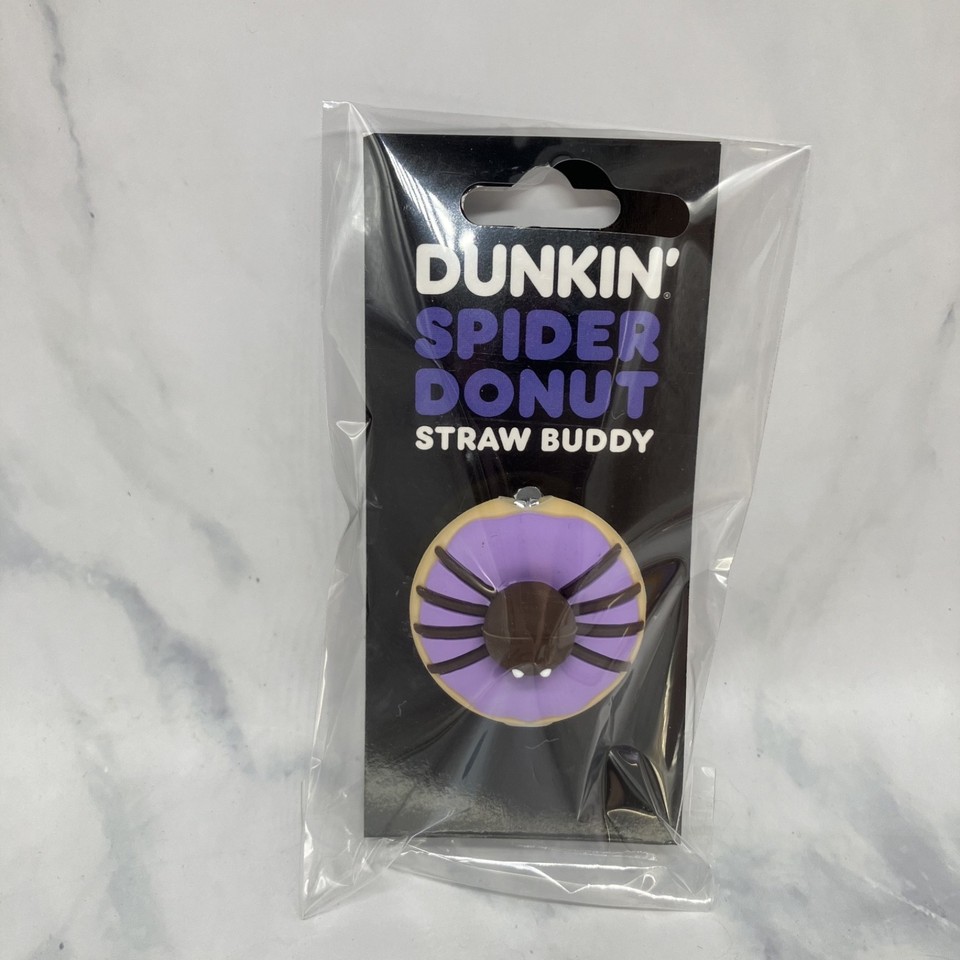 RARE Dunkin Spider Donut Straw Buddy Topper Halloween 2025 *FREE GIFT W ...