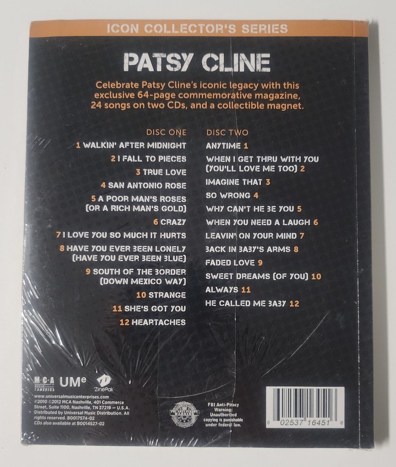 Patsy Cline-Icon Series-Limited Collector's Edition Zinepak NEW W/ Fast ...