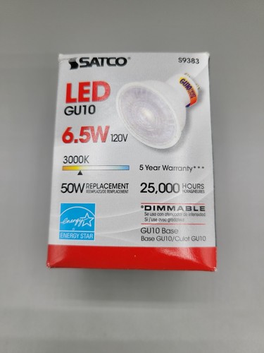 Satco S9383 6.5W = 50W MR16 LED 40° Flood 3000K 120V GU10 Twist & Lock ...
