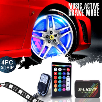4pc Customize Wheel Well LED Light Kit Custom Accent Neon Strips Rim ...