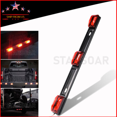 15" Red 3 Light 9LED Truck Trailer ID Light Bar Rear Identification ...