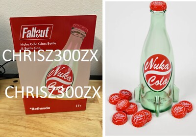 Fallout Nuka Cola Glass Bottle Original + 10 Bottle Caps Rocket Replica ...