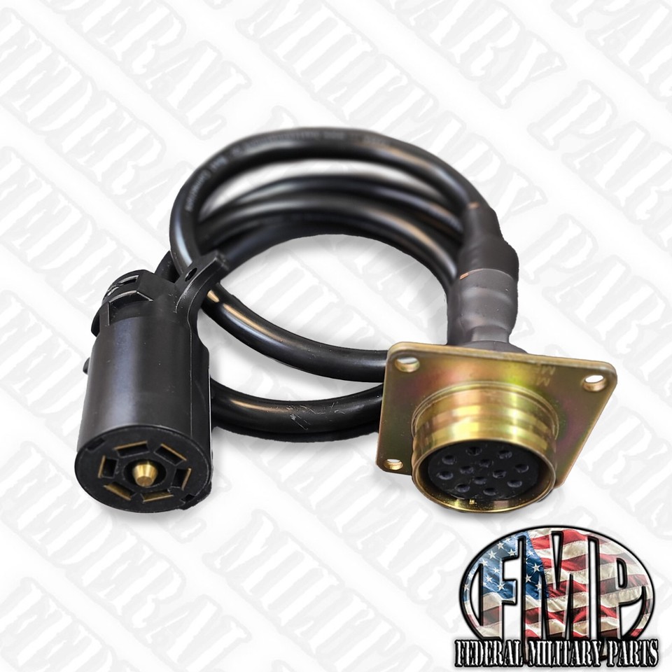 CivilianTruck 7Way Plug to MilitaryTrailer 12Pin Adapter PowerCable B ...