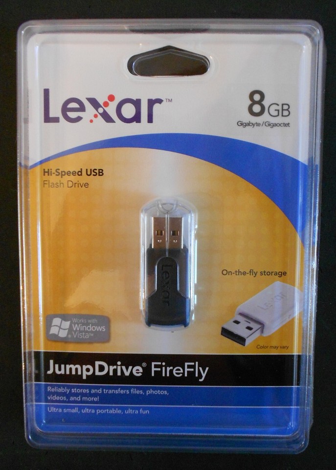 Lexar JumpDrive Firefly Hi-Speed USB Flash Drive 8GB Black NEW SEALED ...