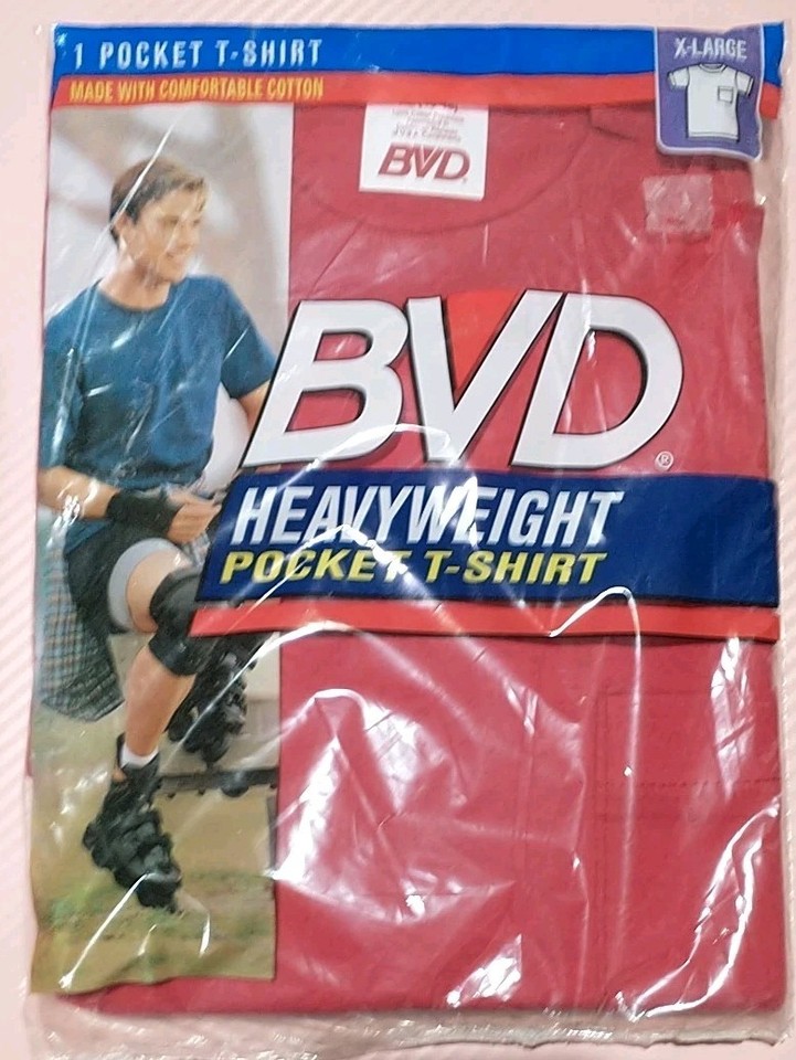 BVD Men's Size XL (46-48) Short Sleeve 100% Cotton Preshrunk Pocket T ...