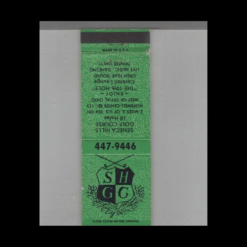 Matchbook Cover Seneca Hills Golf Course Tiffin, OH Green | eBay